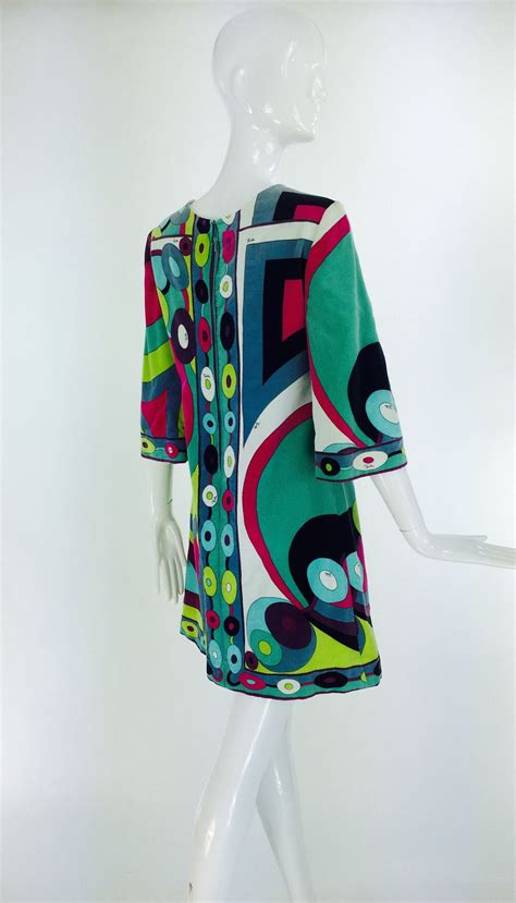 Emilio Pucci Printed Velveteen Mini Dress 1960s Pucci Print Emilio