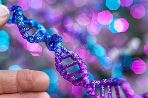 Hand Holding A Vibrant Blue Dna Strand Illuminating The Mysteries Of