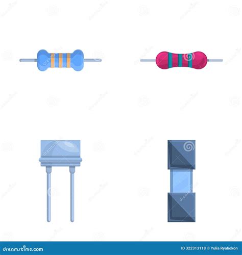 Resistor Icons Set Cartoon Vector Various Resistor And Transistor