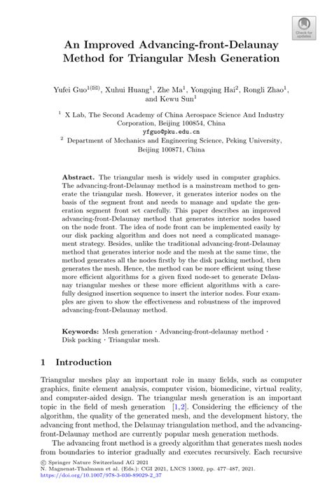 Pdf An Improved Advancing Front Delaunay Method For Triangular Mesh Generation