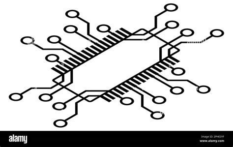 Silhouette Of Simple Isometric Schematic Chip Or Component For