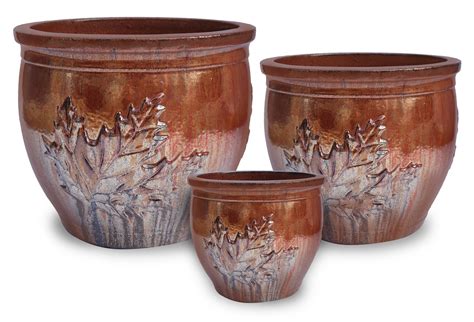 Maple Leaf Kettle Pot 3pc Set Copper Glaze