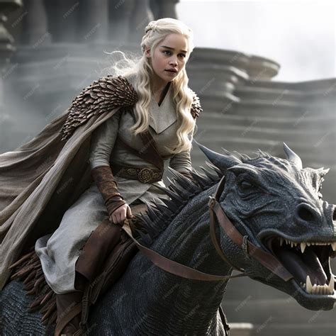 Daenerys Targaryen Montando Un Dragón Hermosa Imagen Arte Generado Por