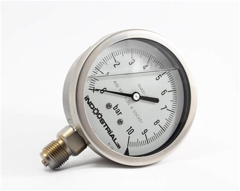 Manómetro Indoostrial Todo Acero Inoxidable Clase 1 Dial 100 Mm 0