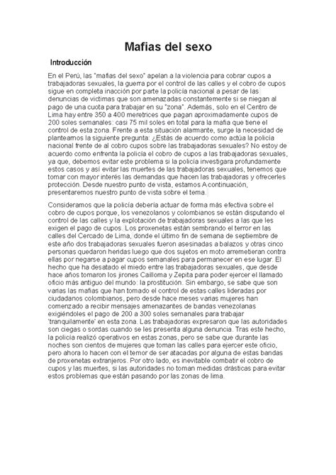 Mafias Del Sexo Espero Te Ayude Mafias Del Sexo Introducción En El