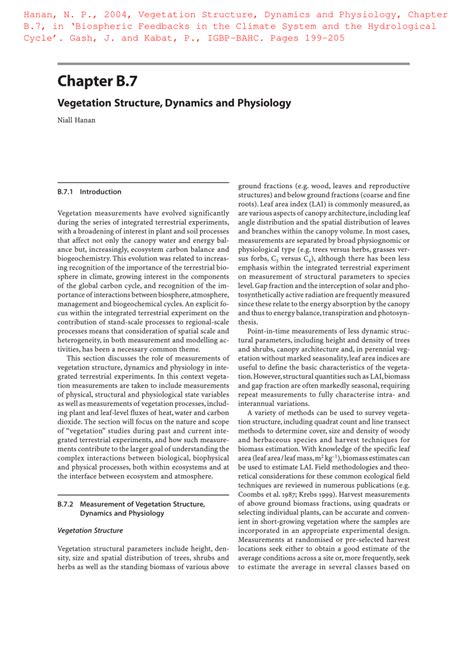 Pdf Vegetation Structure Dynamics And Physiology