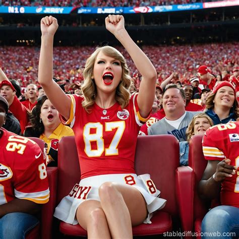Taylor Swift Surrounded By Sports Fans Stable Diffusion Online