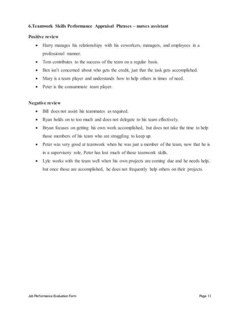 Nurses Assistant Performance Appraisal Pdf