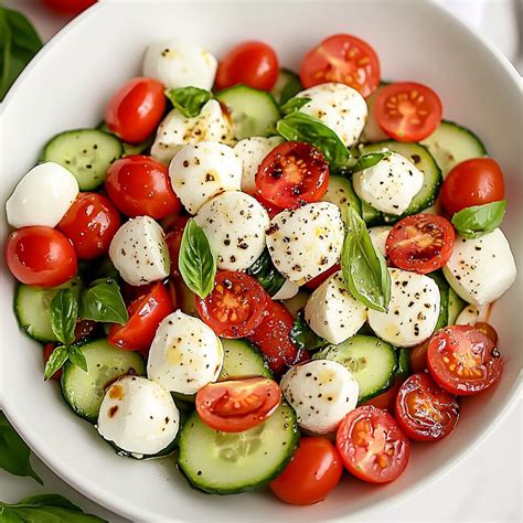 Fresh Cucumber Caprese Salad