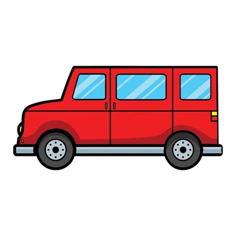 Premium Vector A Red Van Cartoon Vector Illustration Cute Van Cartoon Drawing Playful Van