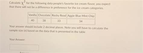 solved calculate χ2 for the following data people s favorite