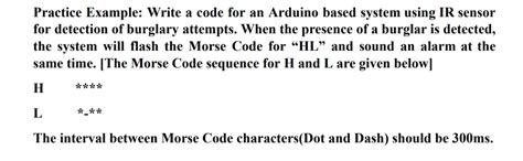 Solved Practice Example Write A Code For An Arduino Based