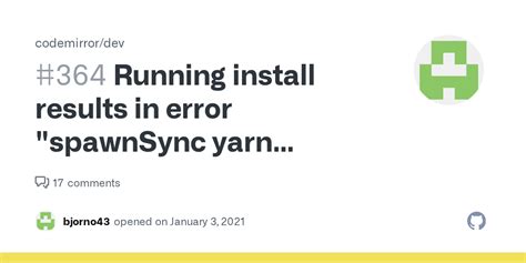 Running Install Results In Error Spawnsync Yarn Enoent On Both Windows And Ubuntu · Issue 364