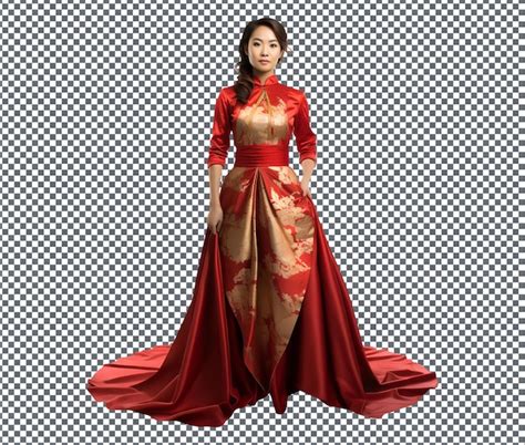 Premium Psd Beautiful Red Dress With Embroidery Isolated On