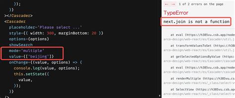 cascader组件错参白屏 Issue arco design arco design GitHub