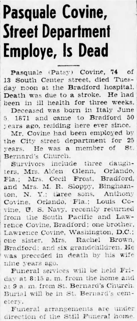 Pasquale Patsy Covine 1871 1945 Find A Grave Memorial