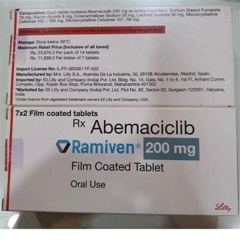 Ramiven 150mg Tablets Abemaciclib Lilly At Rs 18500 Piece Anti Cancer Tablets In Mumbai Id