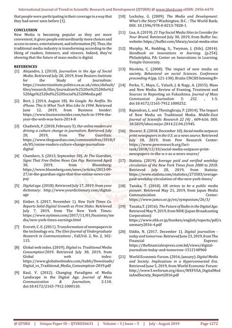 Opportunities And Dangers For The Traditional Mass Media In The Digital