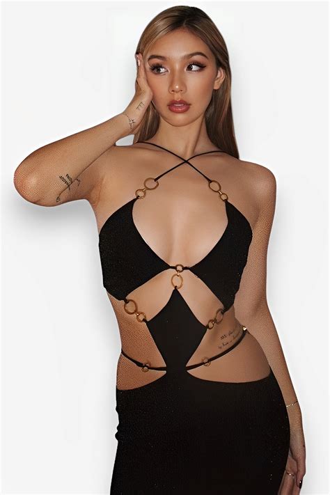 Low Cut Halter Neck Suspender Backless Slit Dress Godu Shop