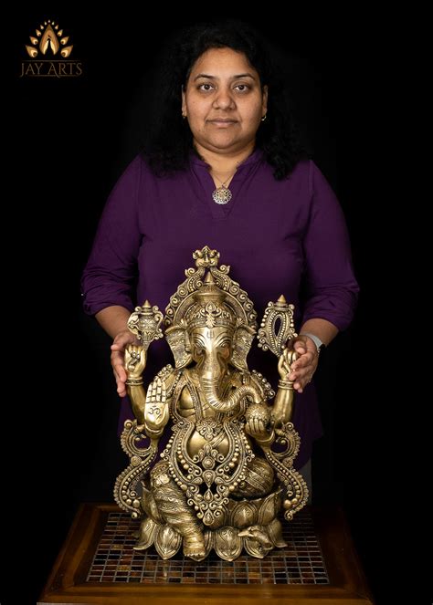 21 Shashivarna Ganesh Moon Like Complexion Brass Ganapati Statue