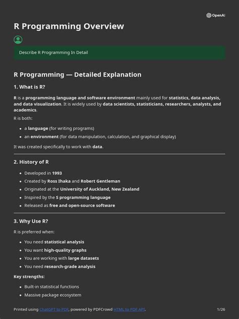R Programming Overview And Applications Pdf Artificial