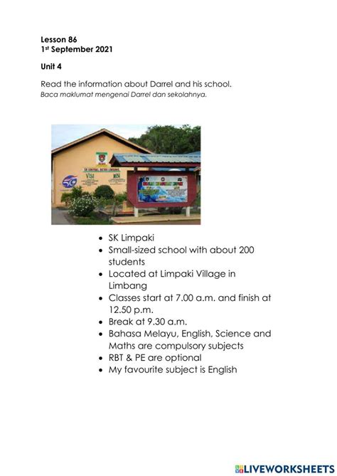 Unit 4 Learning World Online Activity Live Worksheets