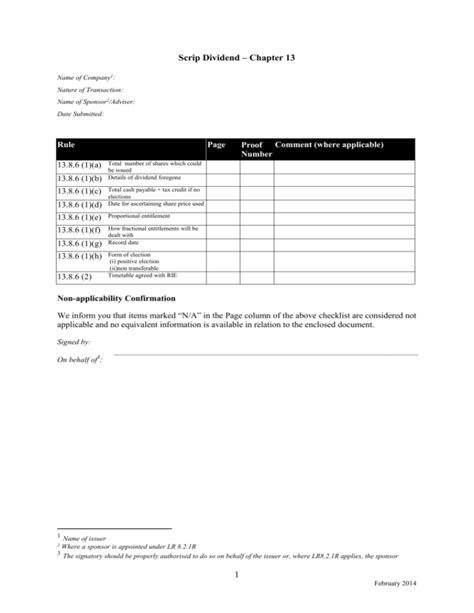 Scrip Dividend Chapter 13