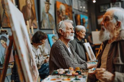 Elderly Men In Art Class Premium Ai Generated Image