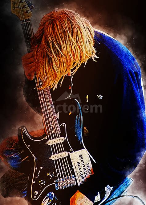 Kurt Cobain And His Beloved Guitar By Neonartroom Wall Art