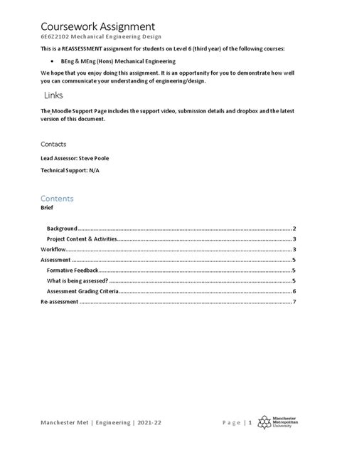 Coursework Assignment Links Download Free Pdf Educational Assessment Engineering Design
