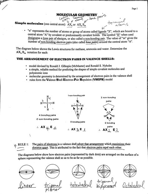 Vspr Note Vsepr Notes Chem 2070 Studocu