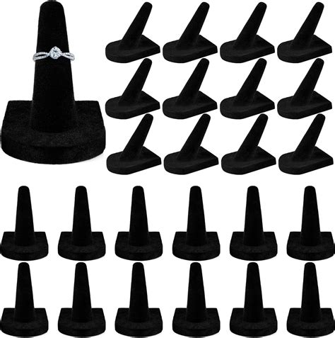 Finger Ring Display Black Velvet Ring Storage Holder Black