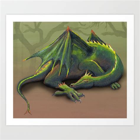 Sleeping Dragon Art Print By Bwiselizzy Dragon Art Canvas Prints