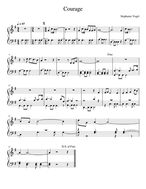 Courage Sheet Music For Piano Solo