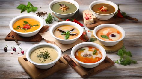 Bowl Of Soup Six Different Soups In Bowls And Other Items Backgrounds  Free Download Pikbest