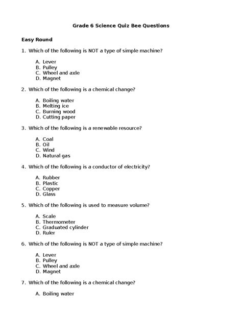 Grade 3 Science Quiz Bee Grade 3 Science Quiz Bee Reviewer Easy Round