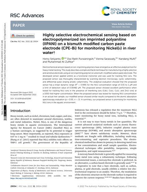 Pdf Highly Selective Electrochemical Sensing Based On