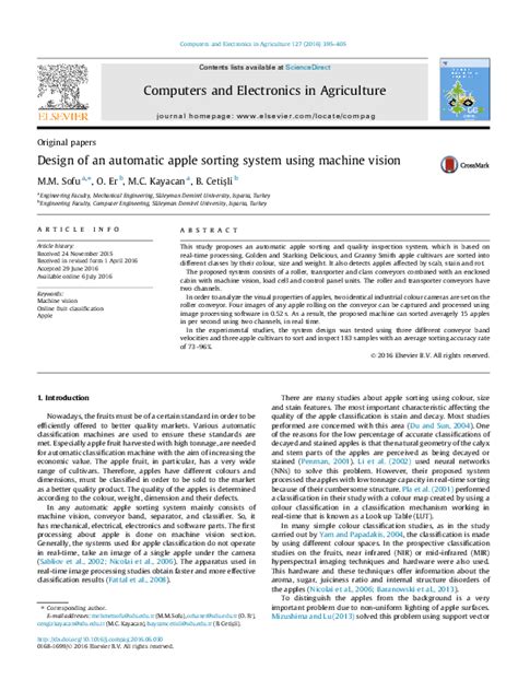 Pdf Design Of An Automatic Apple Sorting System Using Machine Vision