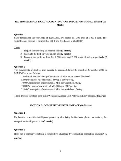 Set 1 Analytical Accounting And Strategy Pdf