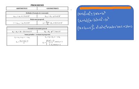 Formule Progresii Aritmetice Geometrice I 22 Definitie Formula De