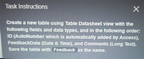 Solved Task Instructions × Create A New Table Using Table