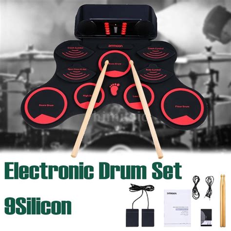 Ammoon Portable Electronic Drum Set Digital Roll Up Midi Drum Kit 9