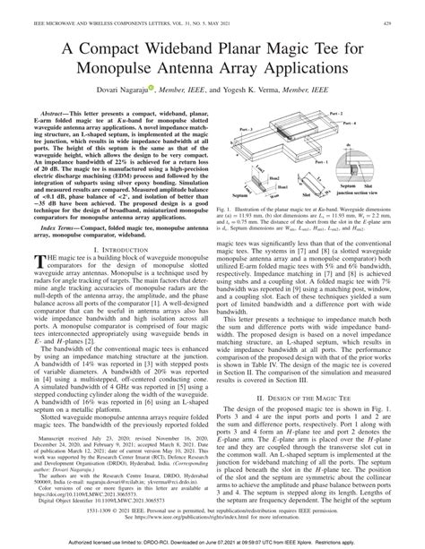 Pdf A Compact Wideband Planar Magic Tee For Monopulse Antenna Array
