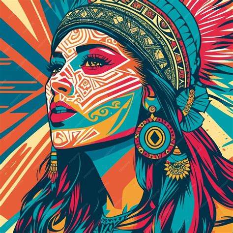 Premium Vector Pop Art Cool Modern Aztec Illustration