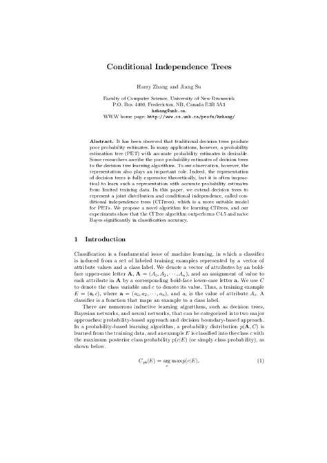 Pdf Conditional Independence Trees