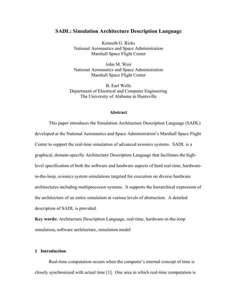 Pdf Sadl Simulation Architecture Description Language