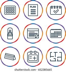 Plan Icons Set 13 Editable Outline Stock Vector Royalty Free