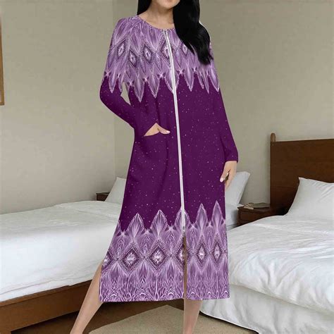 Sakmal Satin Womens Robes Long Length Zip Front Lightweight Loungewear