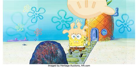 Spongebob Squarepants Rock Bottom Spongebob Production Cel With Lotid 11006 Heritage Auctions