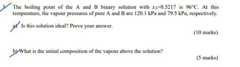 Solved The Boiling Point Of The A And B Binary Solution With